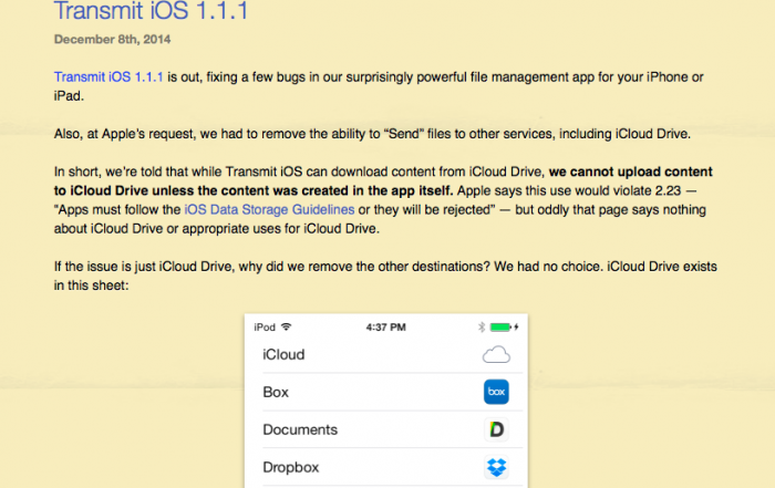 連分享也要管！蘋果欲封殺 Transmit App 檔案分享功能！