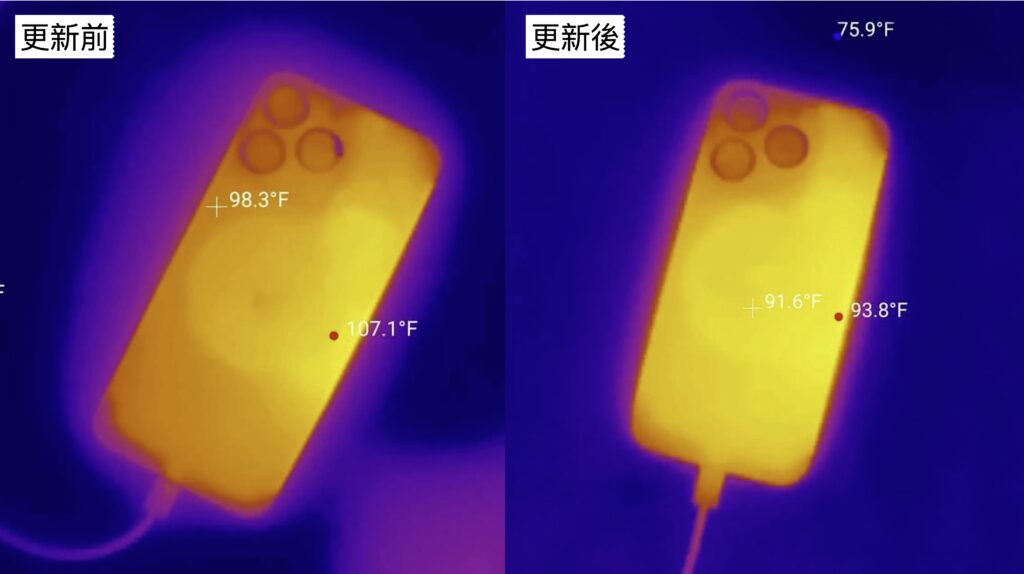 紅外線熱感鏡頭實試 iPhone 15 Pro Max 更新 iOS 17.0.3 前後温度 - 流動日報